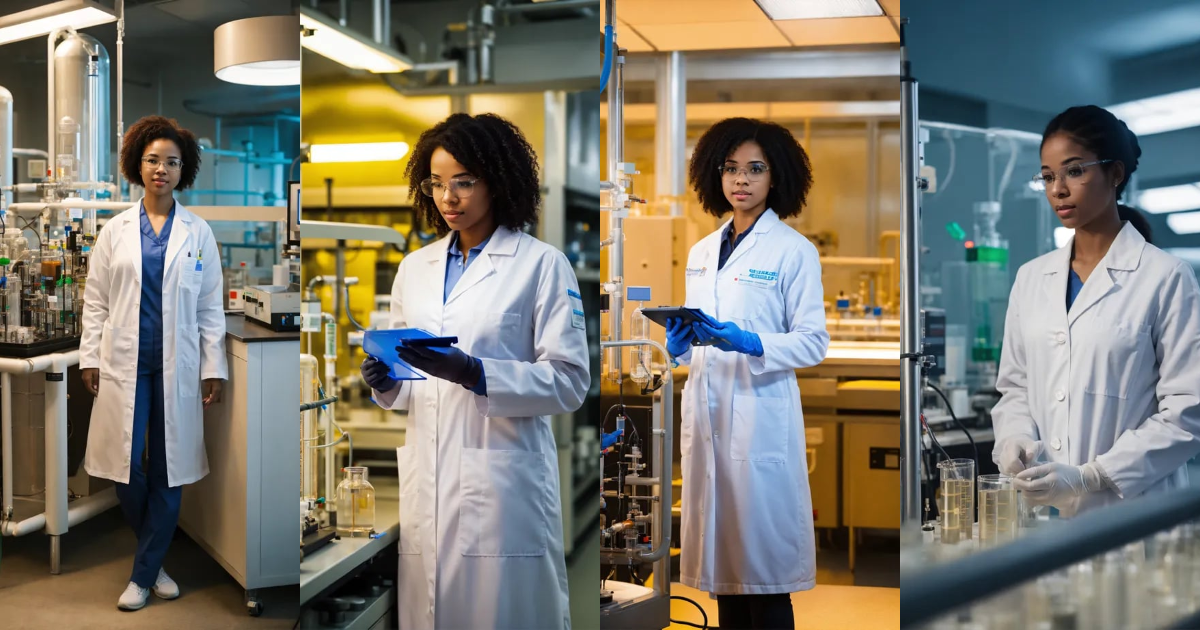 Lexica - Interracial female scientis in a white labcoat stading in ...
