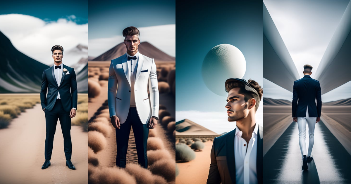 Lexica - Ultra hd! editorial, white male model, black and chrome ...