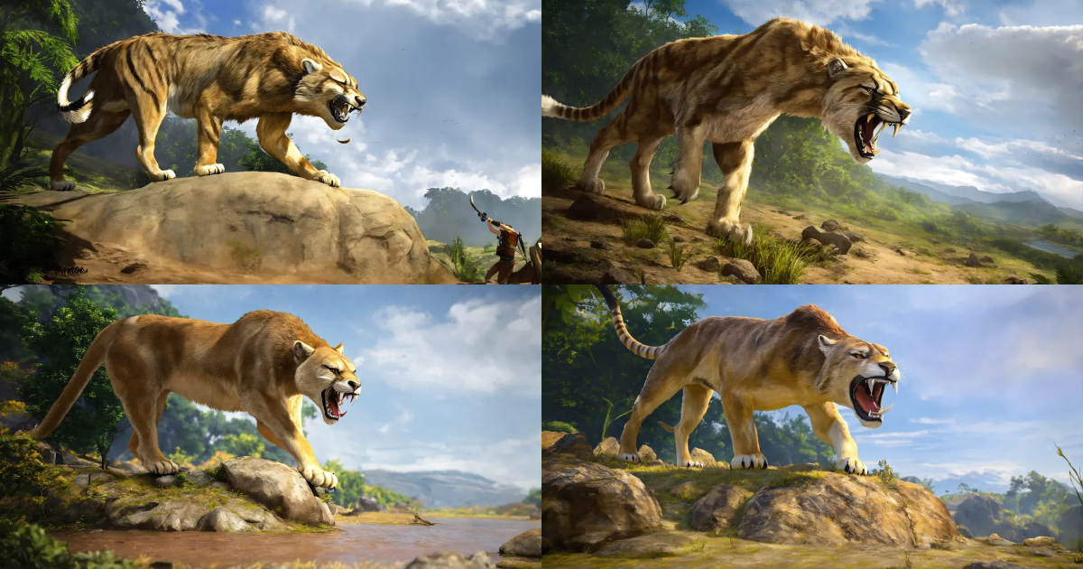 Lexica - Prehistoric sabertooth long fangs, photorealistic