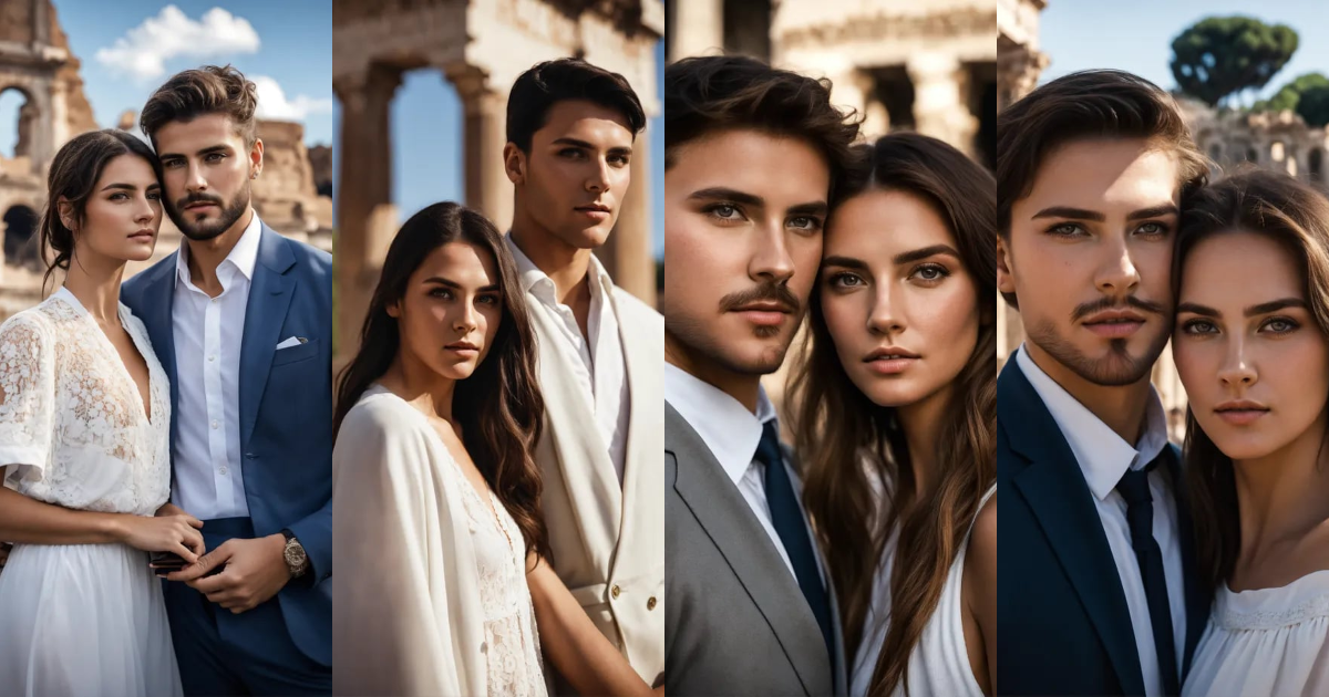 Lexica - Photo of two models, one man and one women in white clothes ...