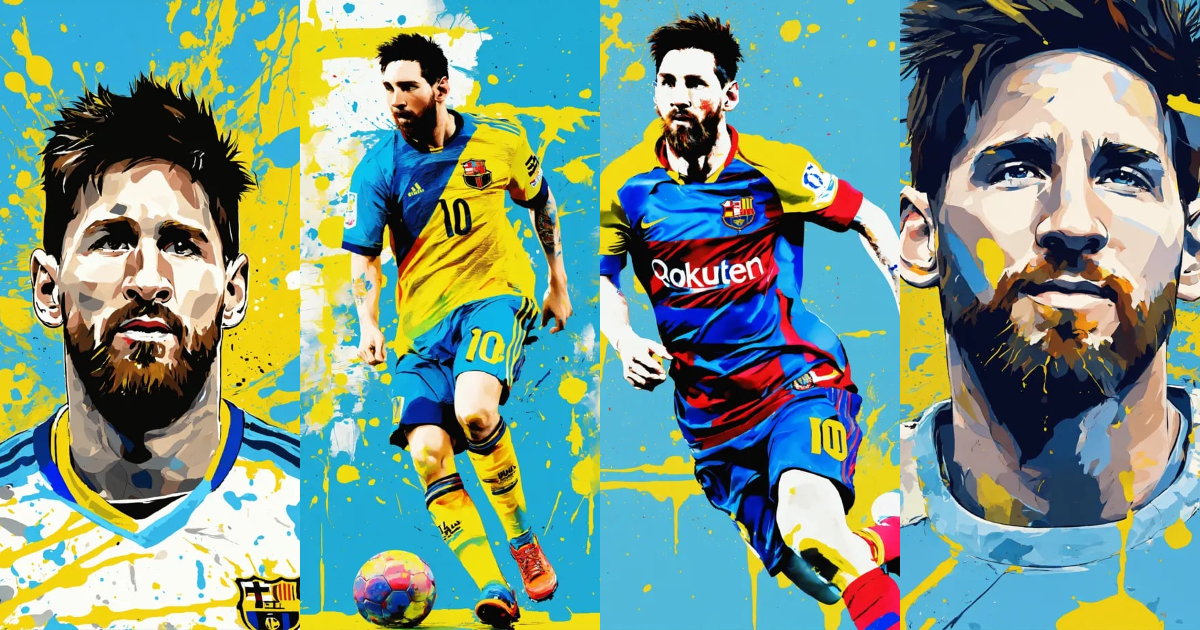 Lexica - Futuristic paint splatter of messi , Basquiat-inspired, creamy ...