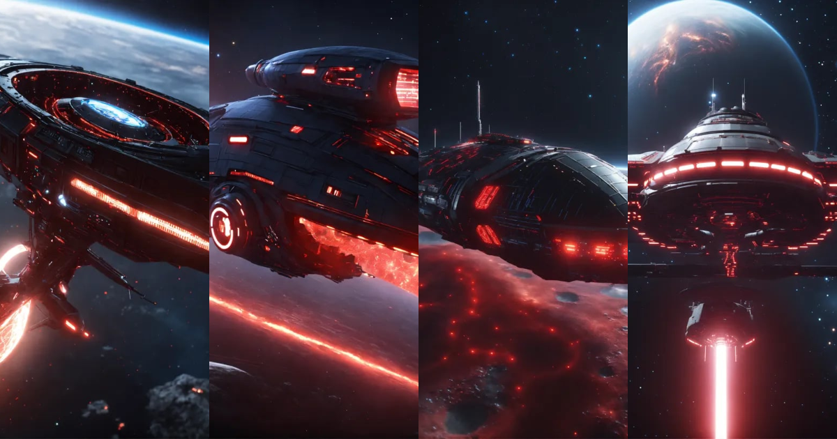 Lexica - Zoom out on fleet of long black worm like alien bio-robotic ...