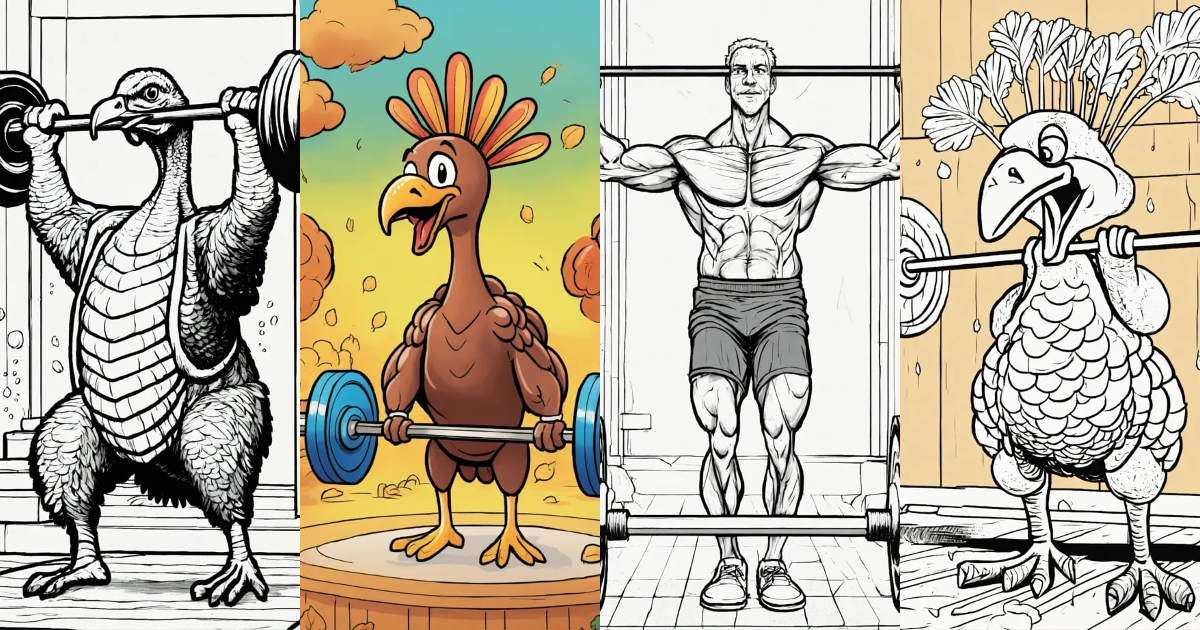 Lexica - Full body Turkey lifting weights over head and sweating ...