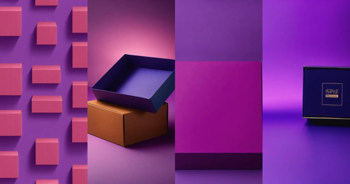 Lexica - Purple packaging box packaging on purple background.