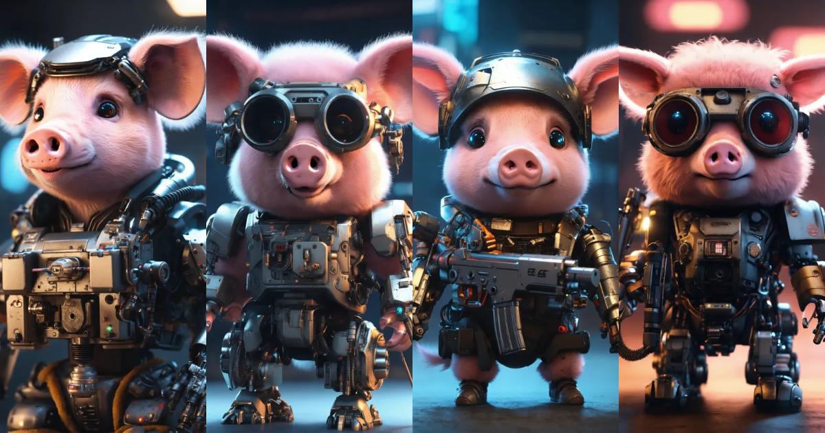 Lexica - High quality 3 d render very cute fluffy cyborg!! pig with ...