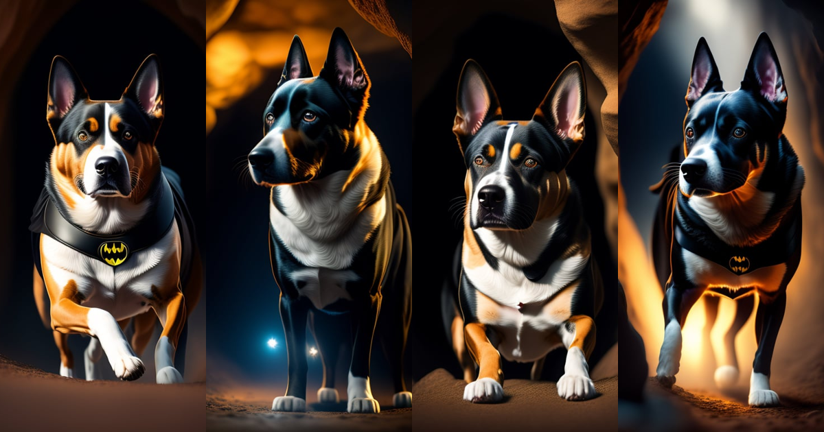 Lexica - Batman dog, realistic, 8k, in a cave