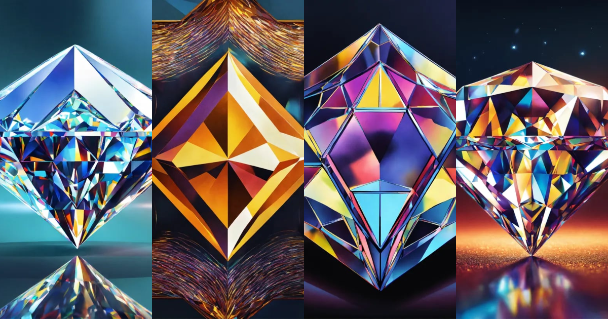 Lexica - Optical illusion, illustration of a diamond with reflections ...