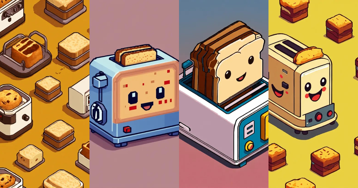 Lexica - Smiling bread toaster enemy. isometric. simple pixel art.