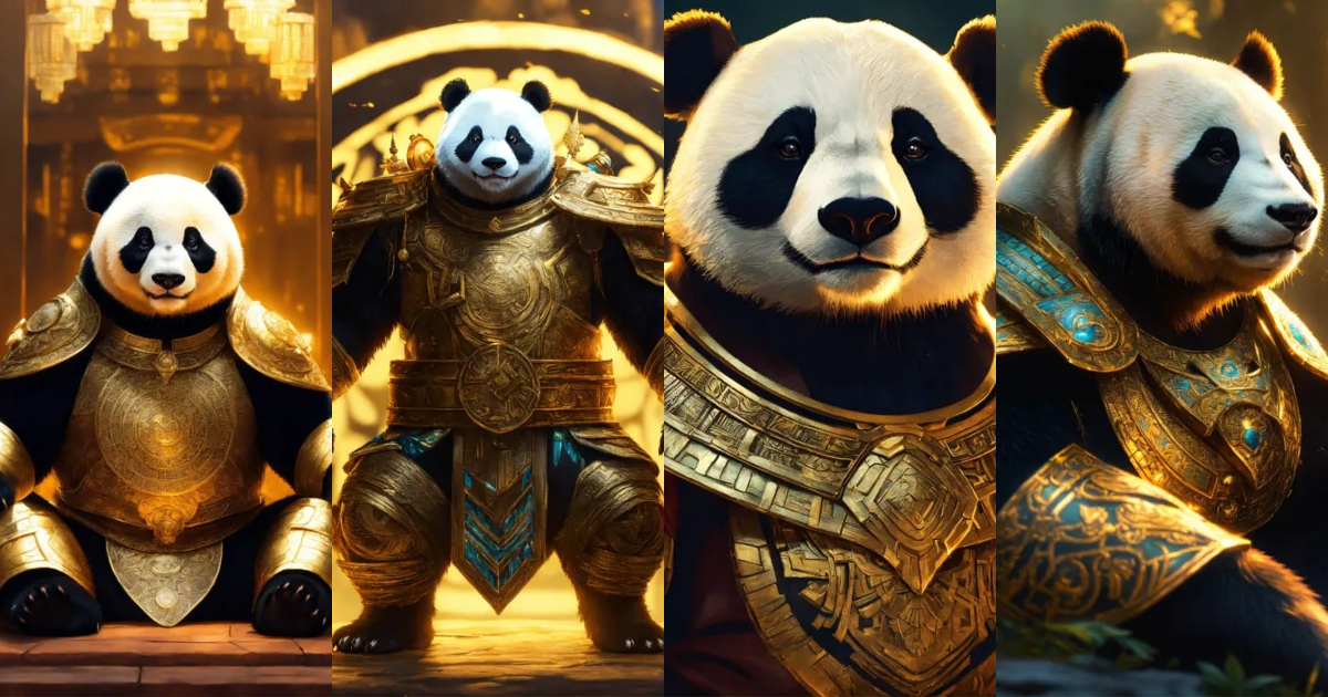 Lexica - Epic professional digital art of tribal panda bear, radiant ...