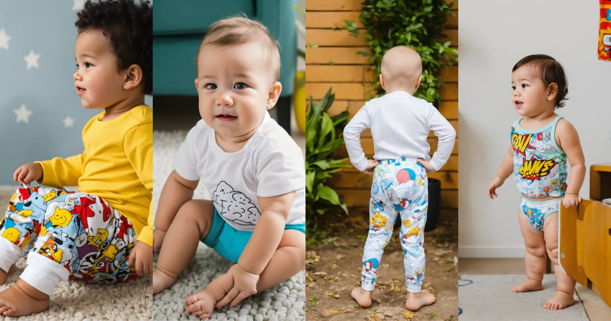Lexica - Toddler white potty training pants, comic