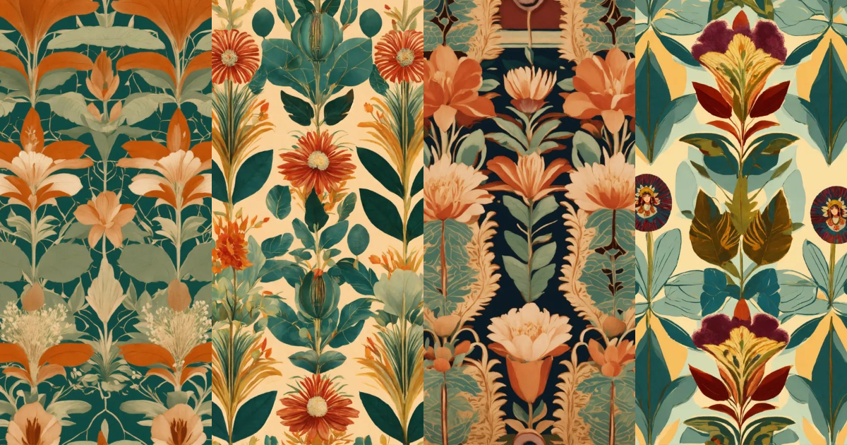 Lexica - Botanical vintage surreal pattern, petite embellishments ...