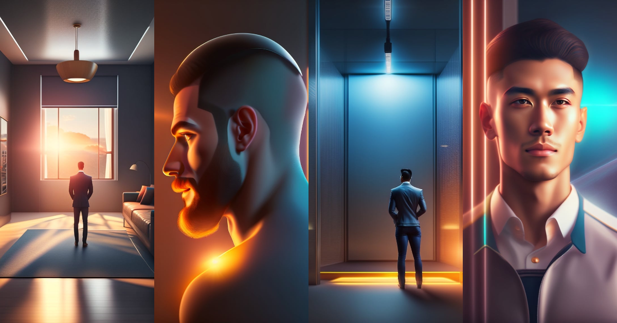 Lexica - A man in room, front face of man background technology images ...
