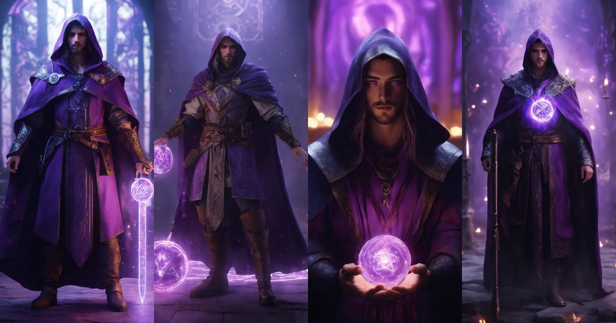 Lexica - A realistic full body portrait of a medival rune mage, drowing ...