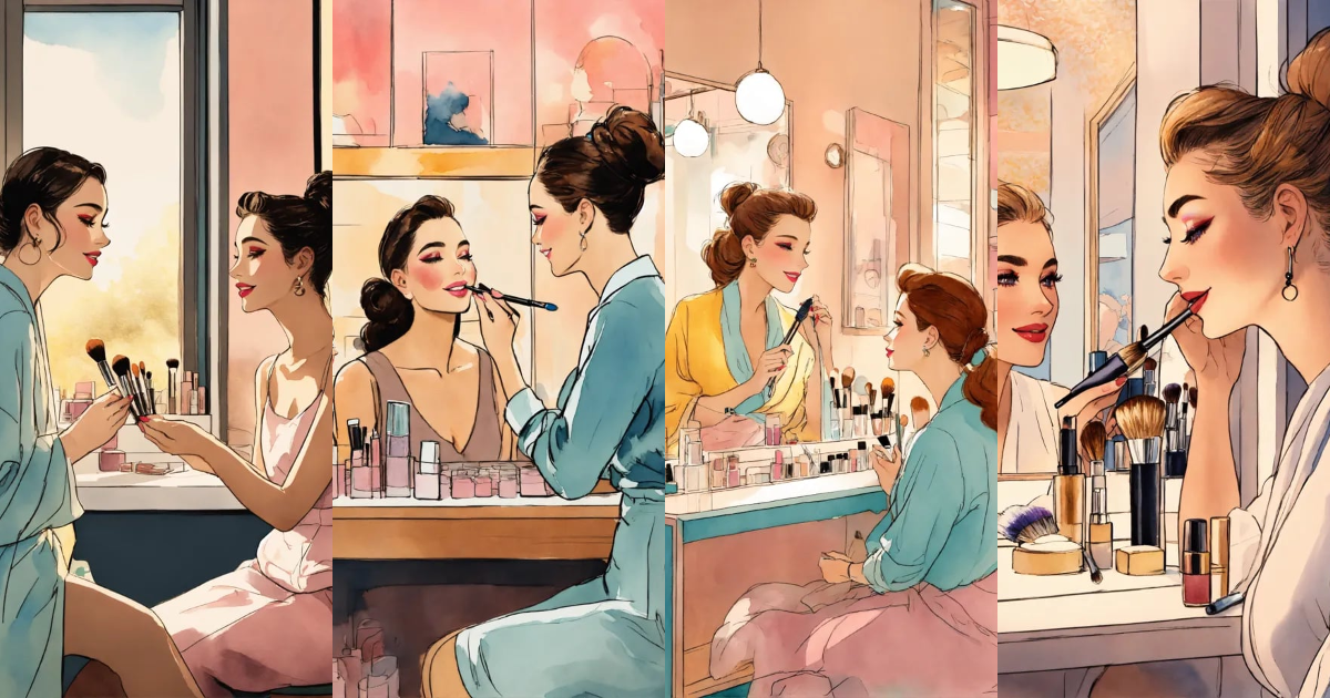 Lexica - Illustration by Herge , a beautiful makeup artist puts on ...