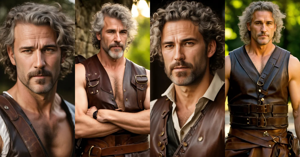 Lexica - Lithe pale 40 year old male with wild curly gray hair blowing ...