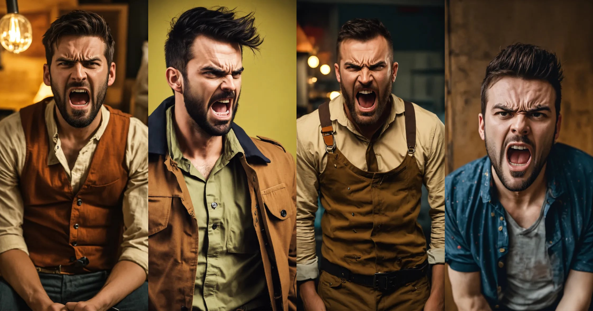 Lexica - A very angry man in his 30s, tyrant, in homemade clothes ...