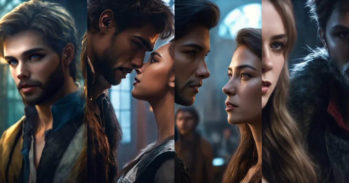 Lexica - Beautiful girl and handsome man in werewolf academy, mystic ...