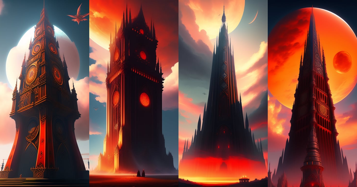 Lexica - Giant tower that goes from the ground to the sky in the gothic ...