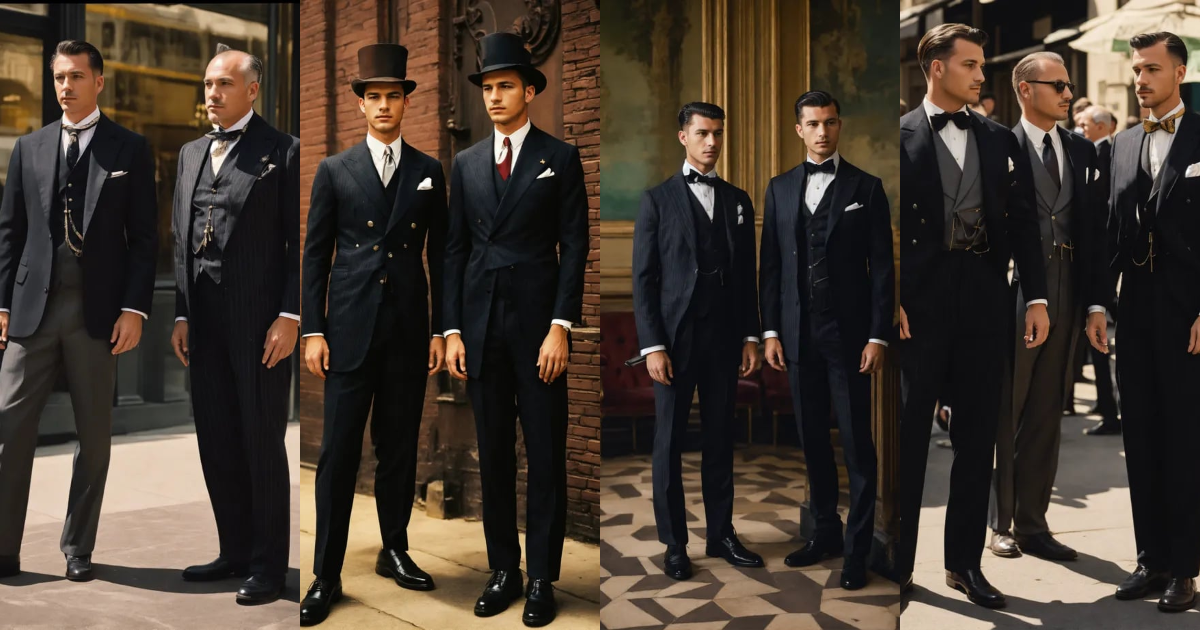 Lexica - Two French gentlemen in black pinstripe vested suit and club ...