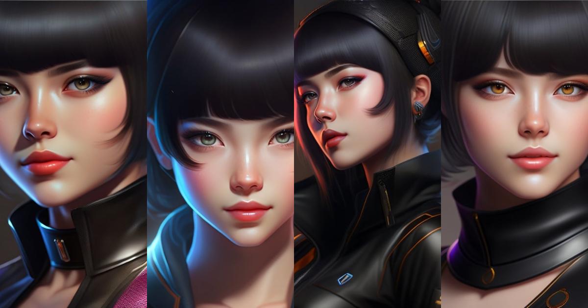 Lexica - E-girl, fully body, black hair, short bangs, pale, high detail ...