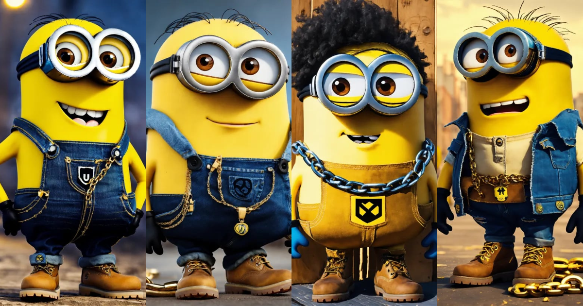 Lexica - A minion wearing timberland boots, a giant gold chain, and ...