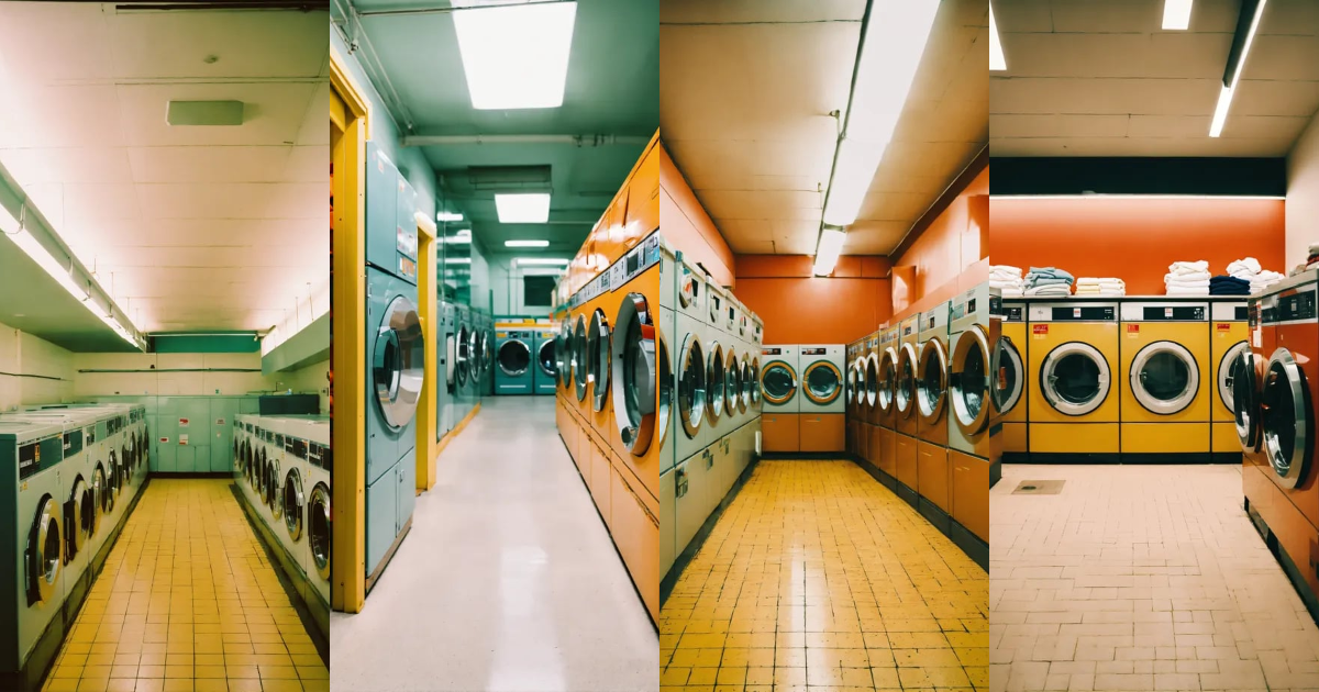 Lexica - Kodak disposable photography of laundryshop filled with ...