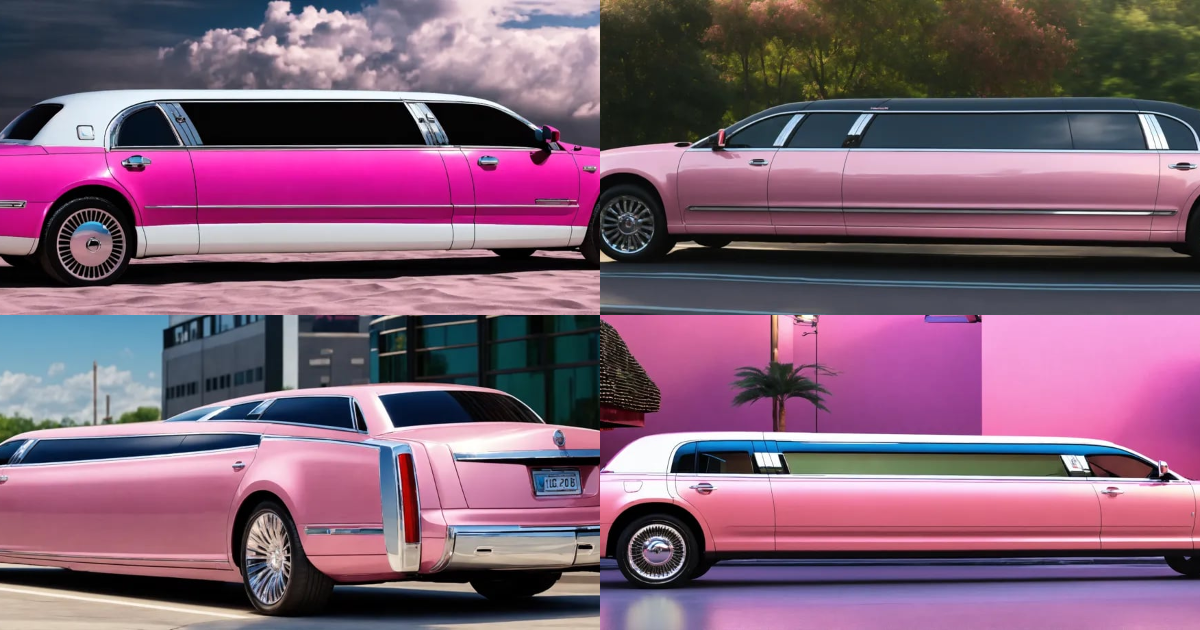 Lexica - Long pink limo, car rental, 3D, photo-realistic, 4K, high ...