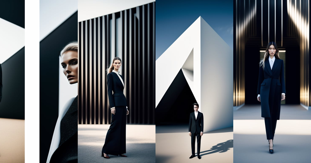 Lexica - Medium Shot of Haute Couture Fashion Model in minimalist black ...