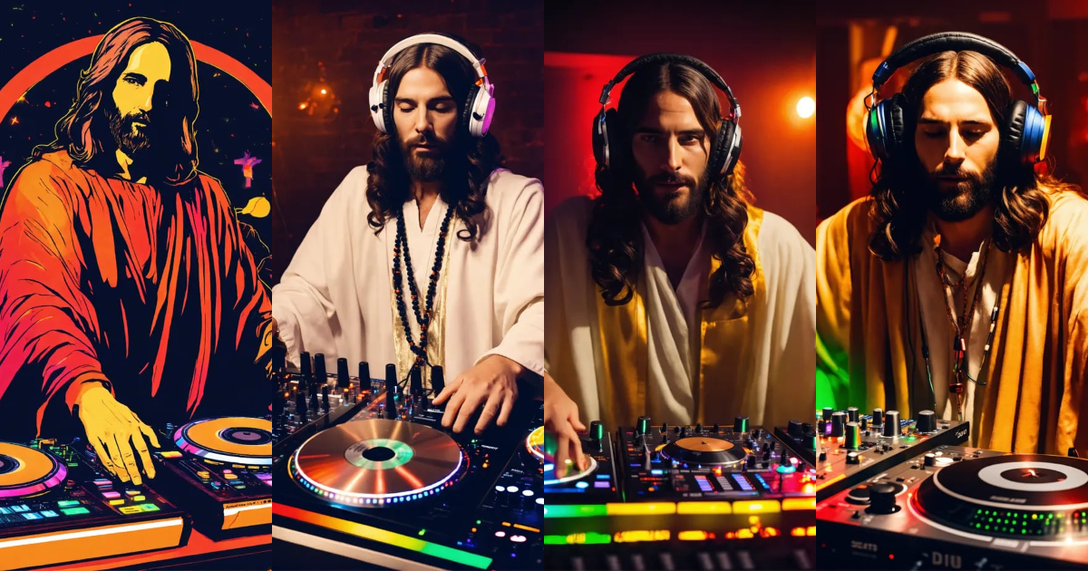 Lexica - Jesus christ celebrating Halloween in a club dj serato ddj1000 ...