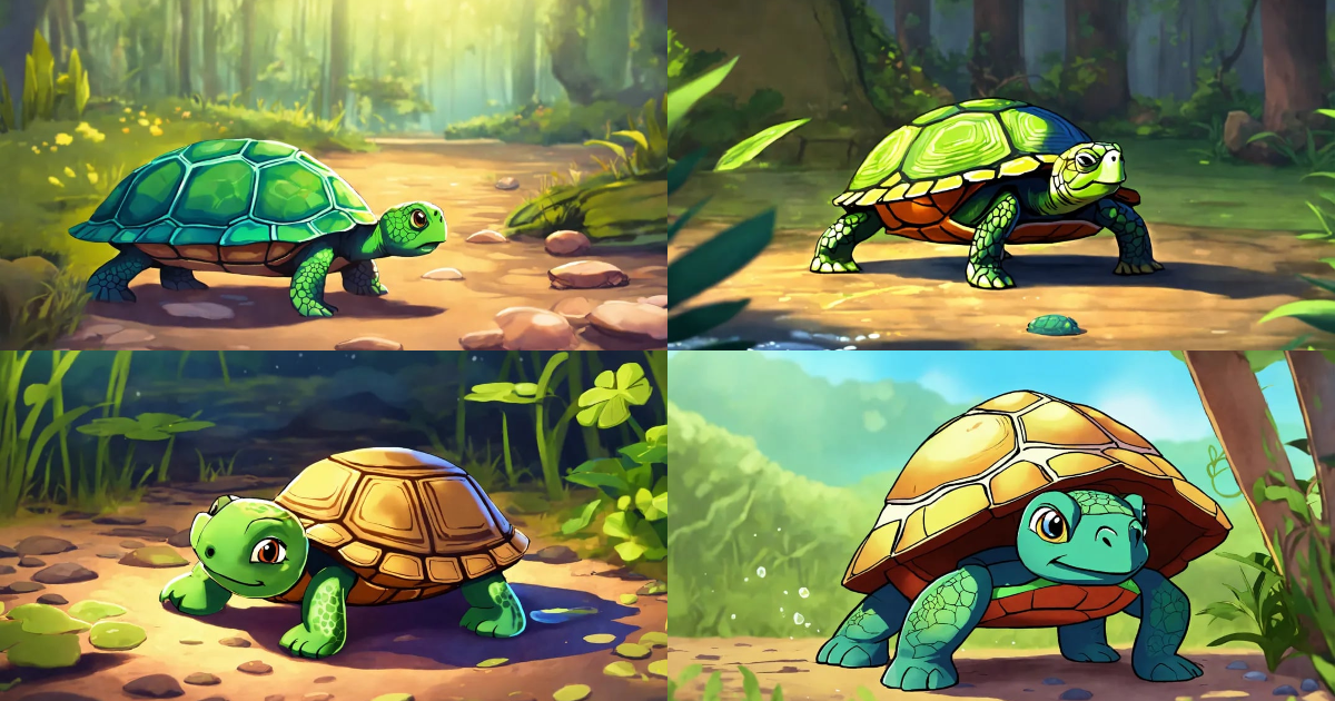 Lexica - Hello, turtle. She strolls on the damp ground, finding a flat ...