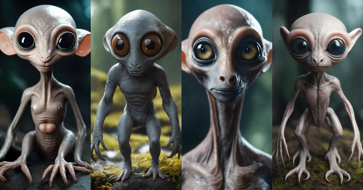 Lexica - Gray alien creature with huge eyes, bald. instead of a nose ...