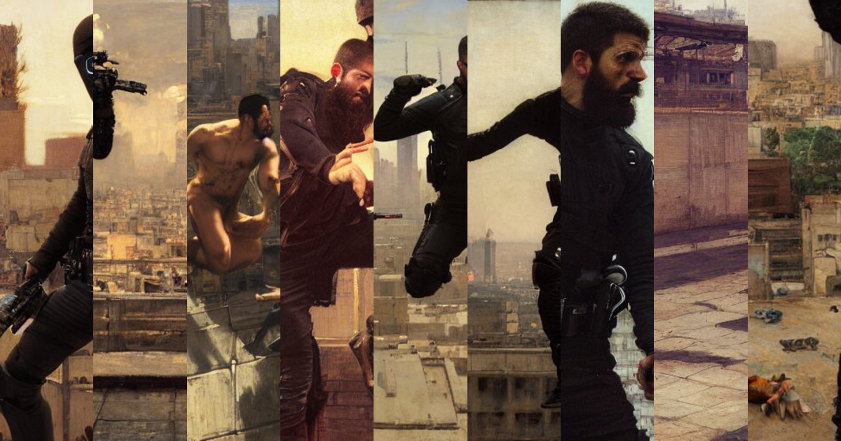 Lexica - Greg evades sgt Nash. Cyberpunk hacker escaping menacing ...