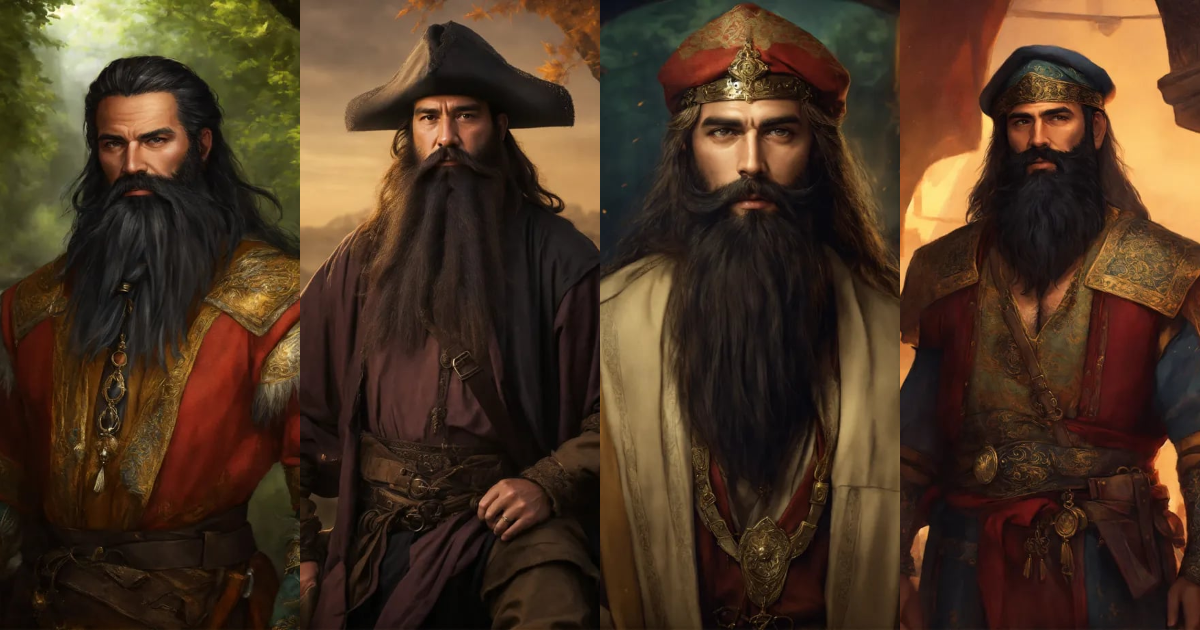 Lexica - Fantasy, human, man, long black beard, middle aged