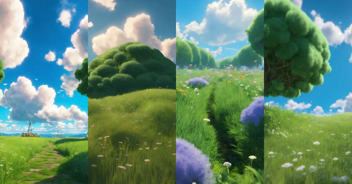 Lexica - Seamless texture of grass, Studio ghibli'sLarge banner blue ...