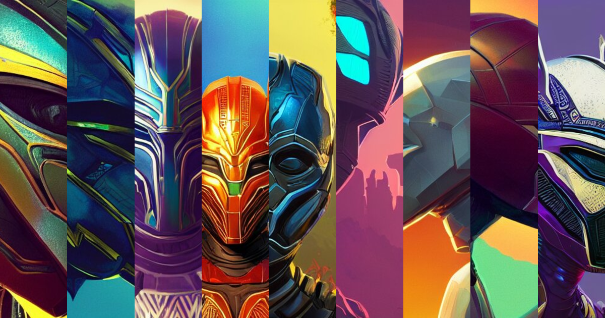Lexica - Suit of wakanda helmet queen armor king tribal afrika color ...