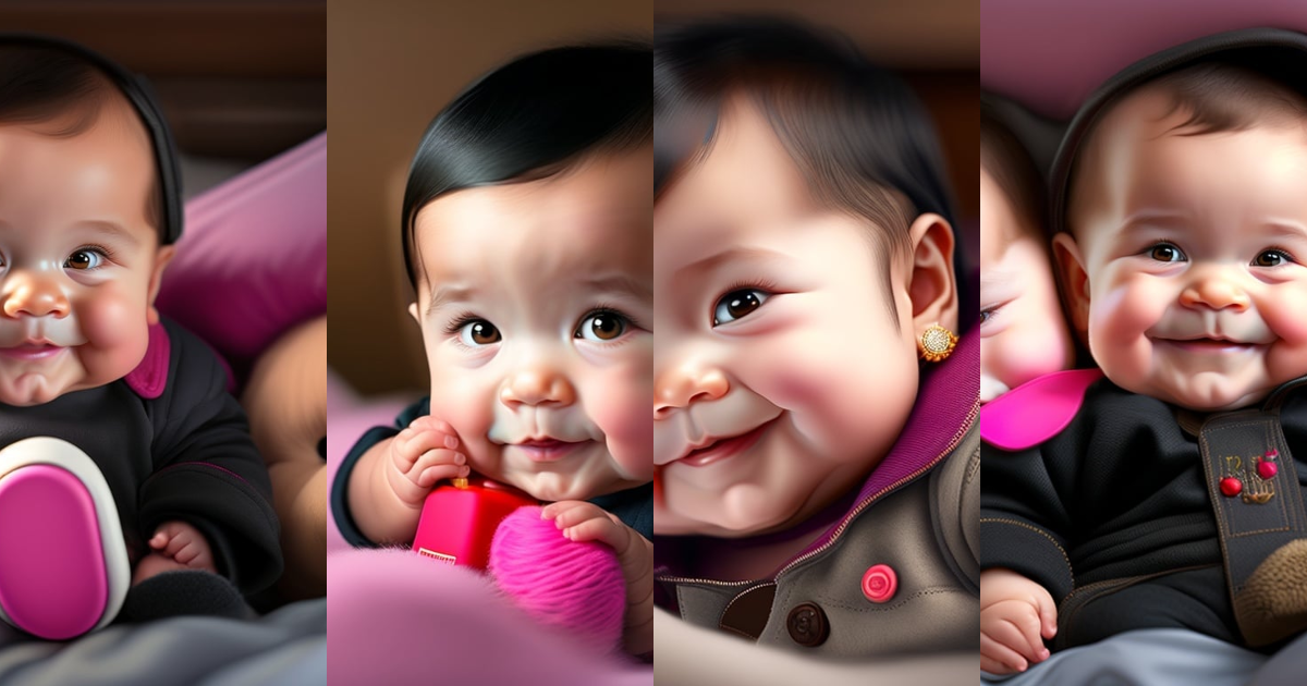 Lexica - A 7-month-old baby with brown eyes, very short brown hair ...