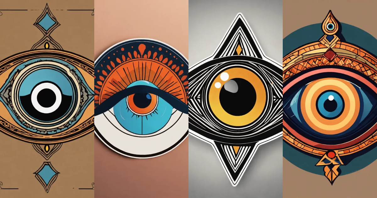 Lexica - Minimalist evil eye sticker design in a modern style