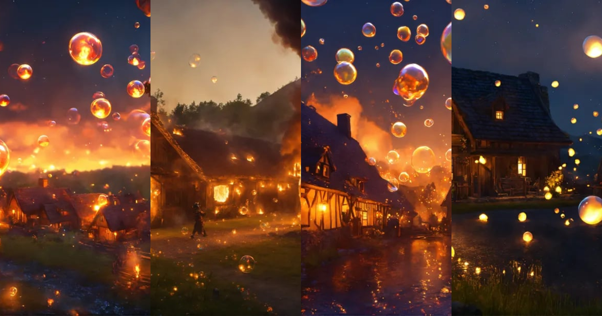 Lexica - Bubbles made from molten glass, lava bubbles, burning bubbles, flame bubbles, fire ...