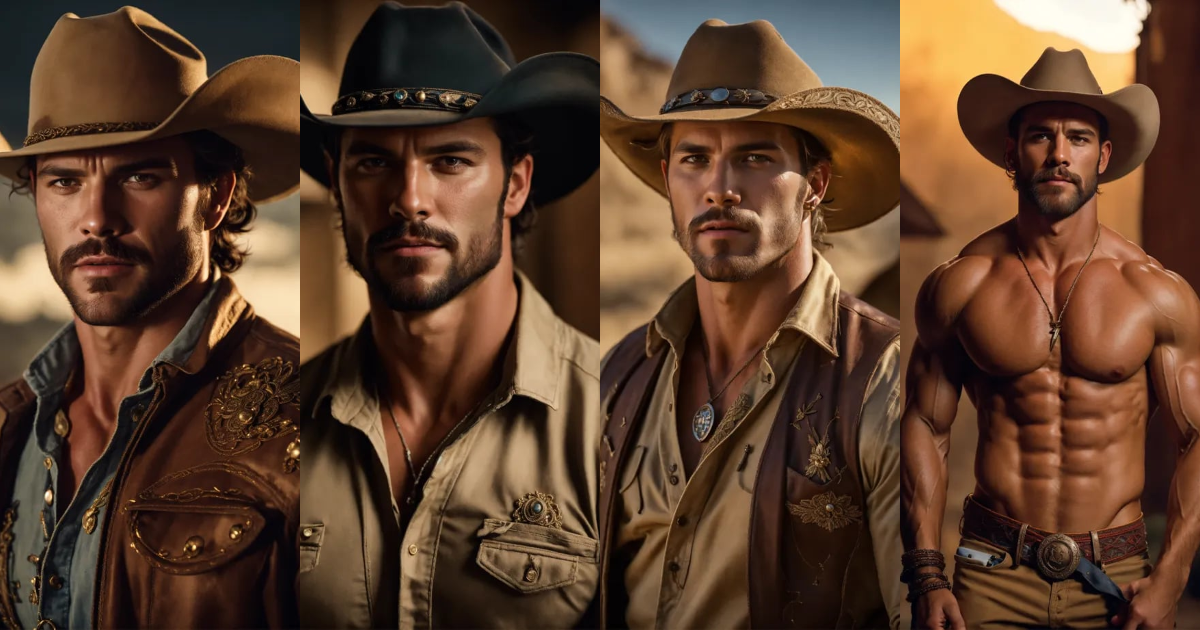 Lexica - Portrait of a stunningly beautiful cowboy in soft light ...