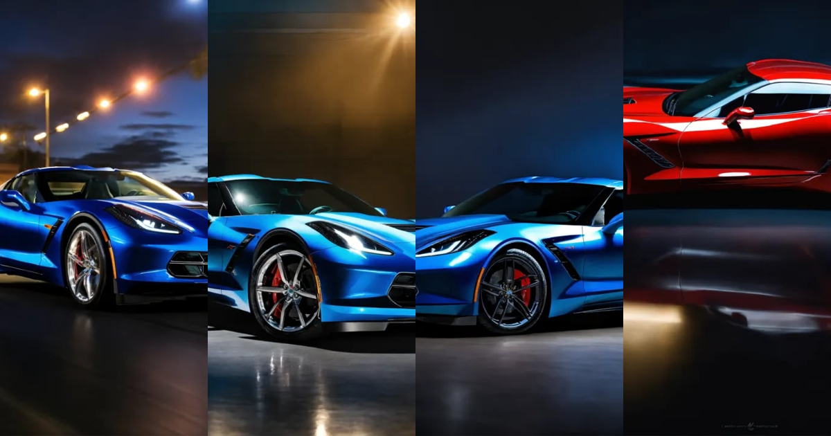Lexica - Photorealistic color portrait of a 2022 chevy corvette against ...