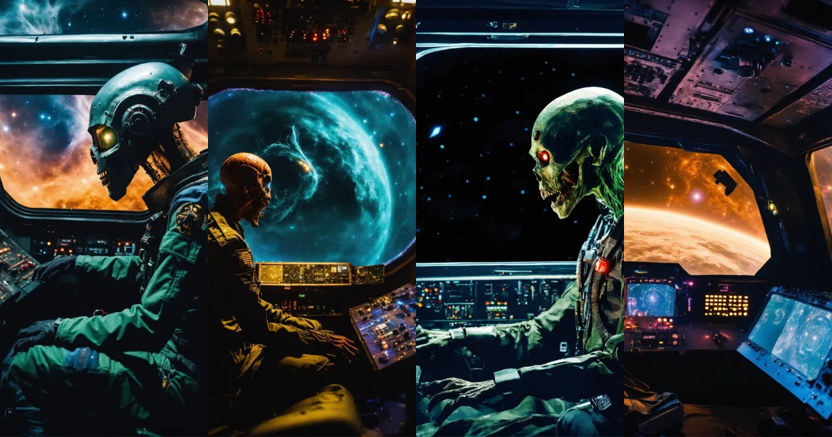 Lexica - A photograph capturing a side view of a zombie ghost alien ...