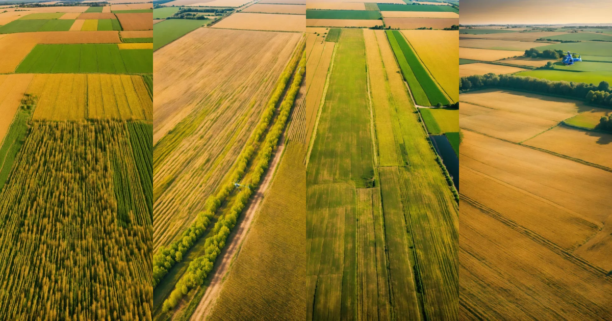 Lexica - View on a many fields of wheat from a helicopter