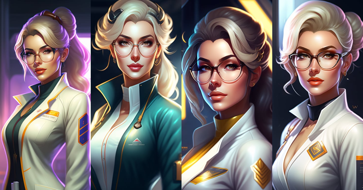 Lexica - Beautiful mercy from overwatch, wearing lab coat and glasses ...