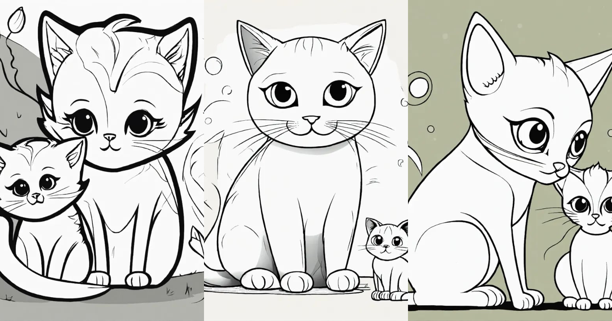 Lexica - Cat mother and baby, cute for a toddler’s, big cute eyes ...