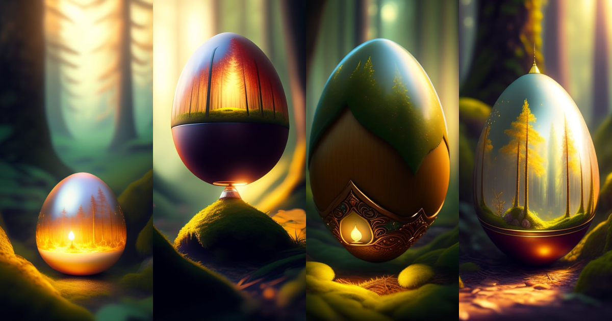 Lexica - Fantasy magical fairy-tale small glowing egg in forest. The ...