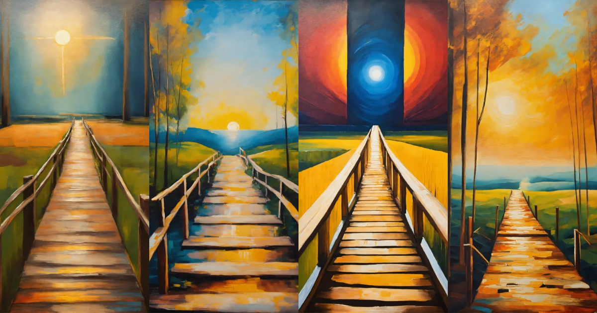 Lexica - Minimalist and abstract oil painting of path illuminated by ...
