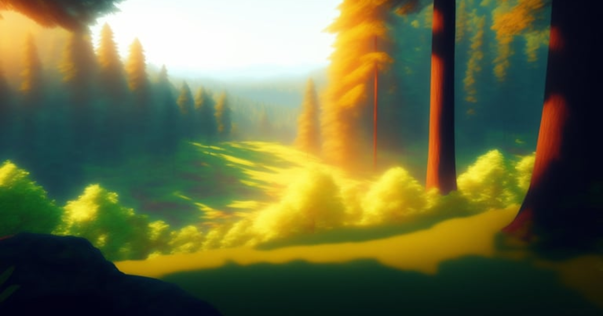 Lexica - Overlooking a big forest with a lot of green trees style vivid ...