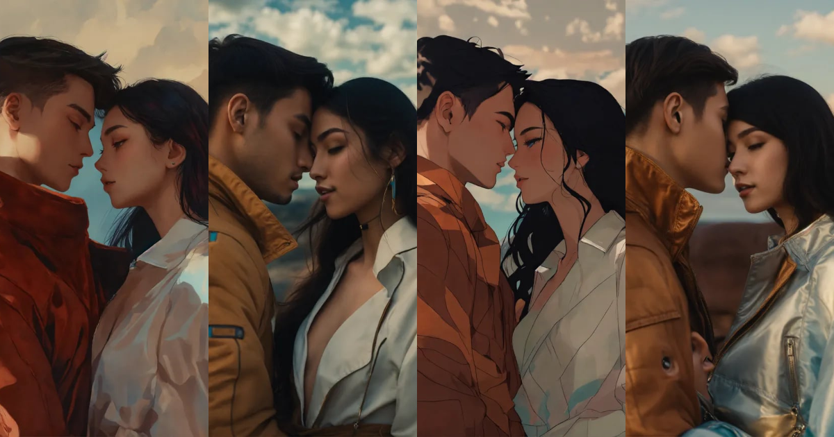 Lexica - Girl and man lovers, full body, distant perspective, rich deep colors, 4K, futuristic ...