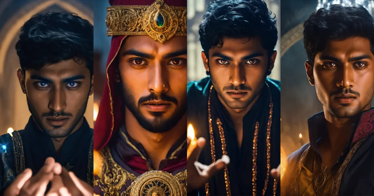 Lexica - Dramatic headshot of a young handsome, wicked South Asian ...