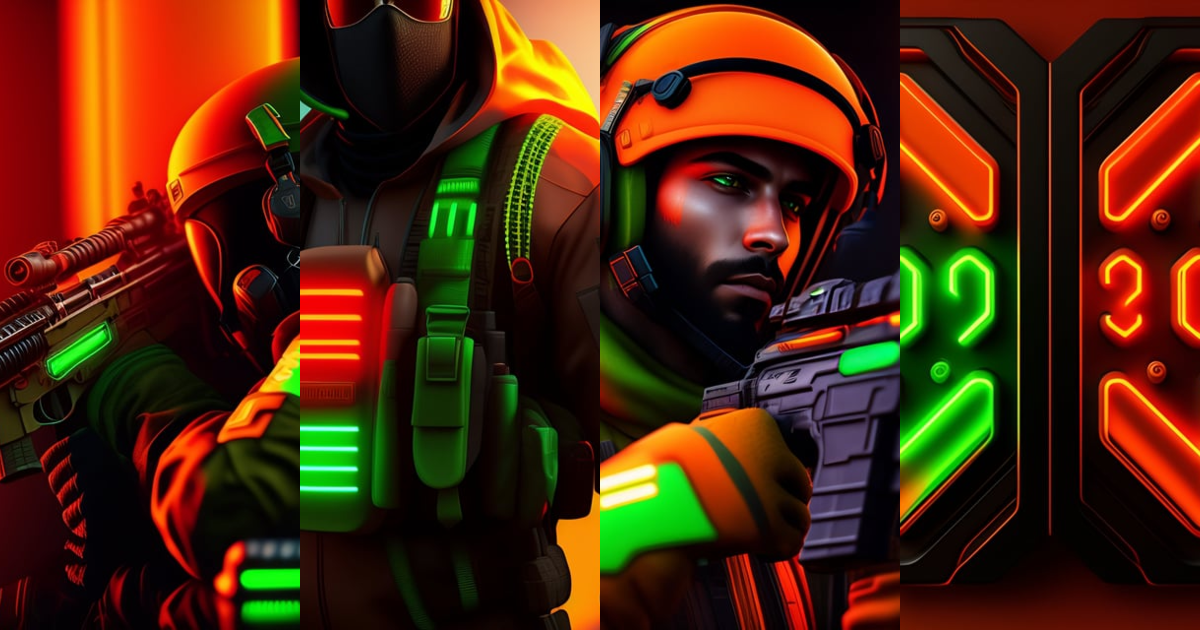 Lexica - CS-GO deluxe terrorist skin, hollographic orange and green ...